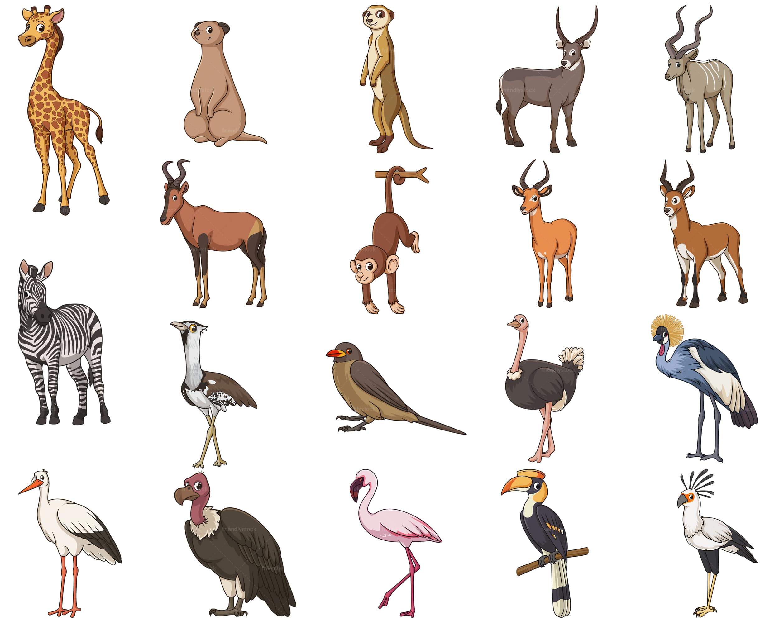 51 Safari Animals Vector Clip Art Bundle - FriendlyStock
