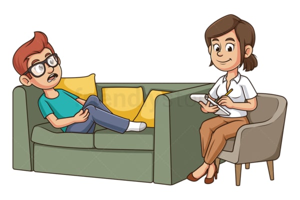Cartoon Psychiatrist With Patient Vector Clipart Graphic - FriendlyStock