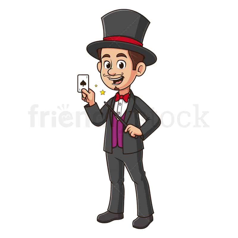 Cartoon Magicean Card Tricks Vector Clipart Graphic - FriendlyStock
