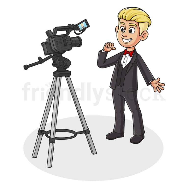 Cartoon Actor Performing Near Camera Vector Clipart Graphic - FriendlyStock