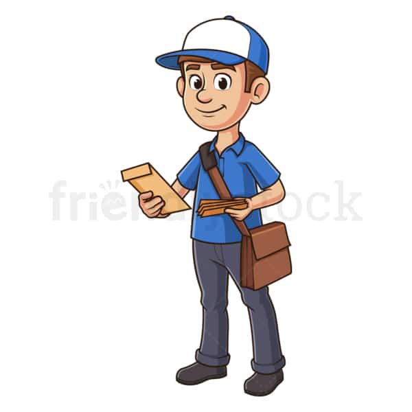 Cartoon Mail Man Vector Clipart Graphic - FriendlyStock