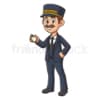 Cartoon Train Conductor Vector Clipart Graphic - FriendlyStock