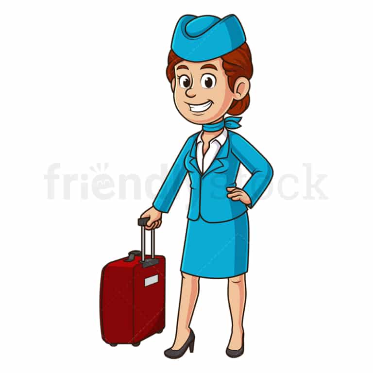 Cartoon Flight Attendant Vector Clipart Graphic - FriendlyStock