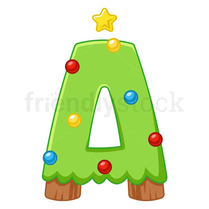 Cartoon Christmas Capital Letter A Vector Clipart - FriendlyStock