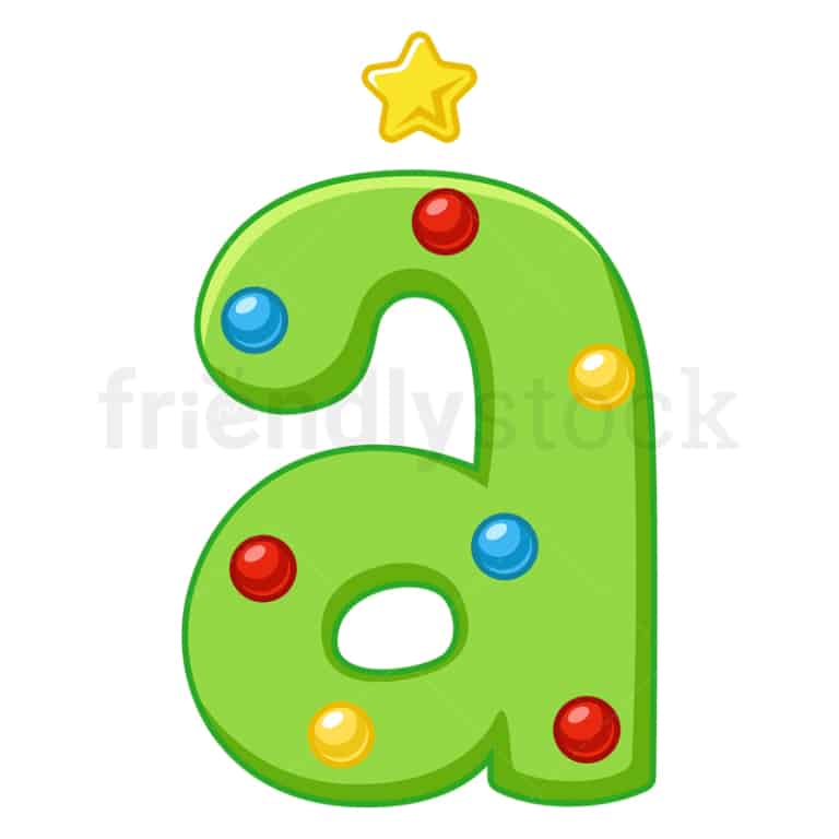 Cartoon Christmas Lowercase Letter A Vector Graphic - FriendlyStock