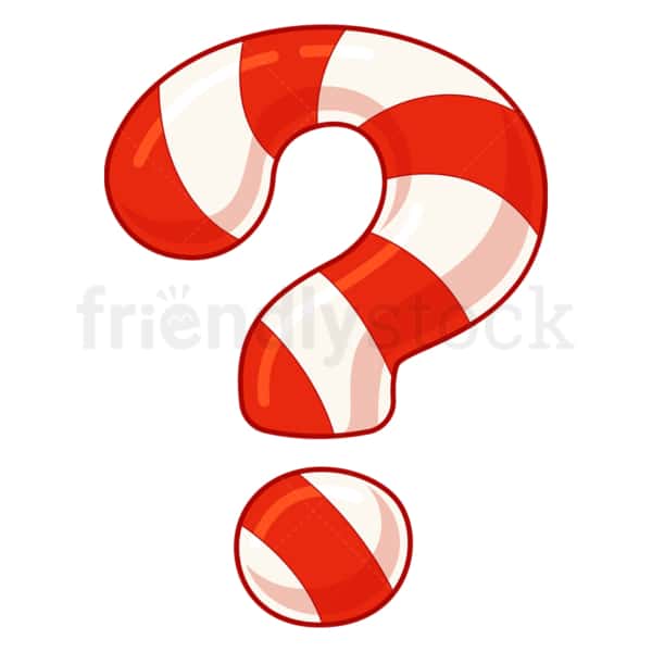 Cartoon Christmas Question Mark Vector Clip Art Graphic - FriendlyStock