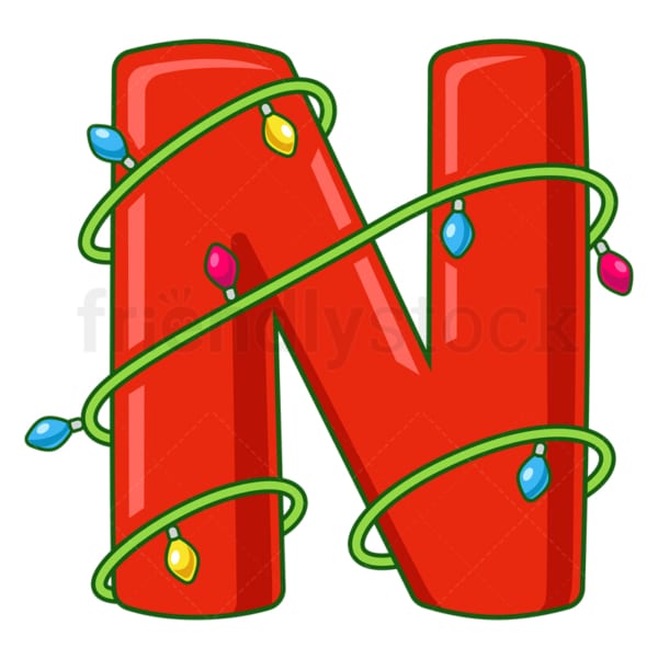 Cartoon Christmas Capital Letter N Vector Clipart - FriendlyStock