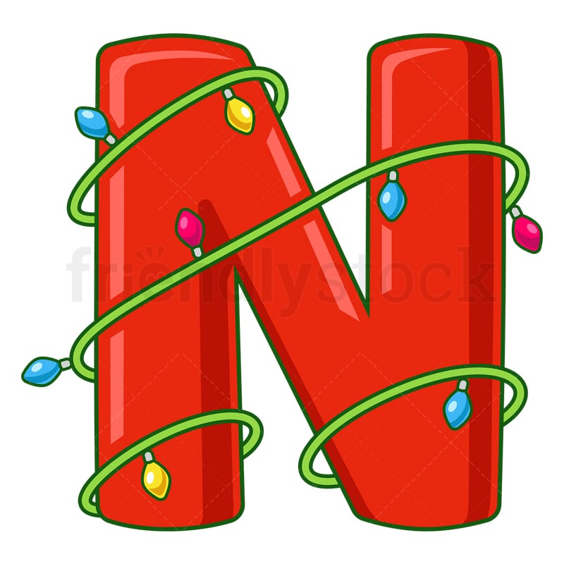 Cartoon Christmas Capital Letter N Vector Clipart - FriendlyStock