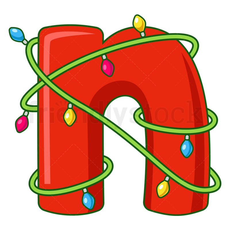 Cartoon Christmas Lowercase Letter N Vector Graphic - FriendlyStock