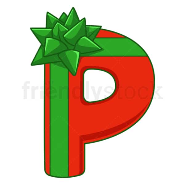 Cartoon Christmas Capital Letter P Vector Clipart - FriendlyStock