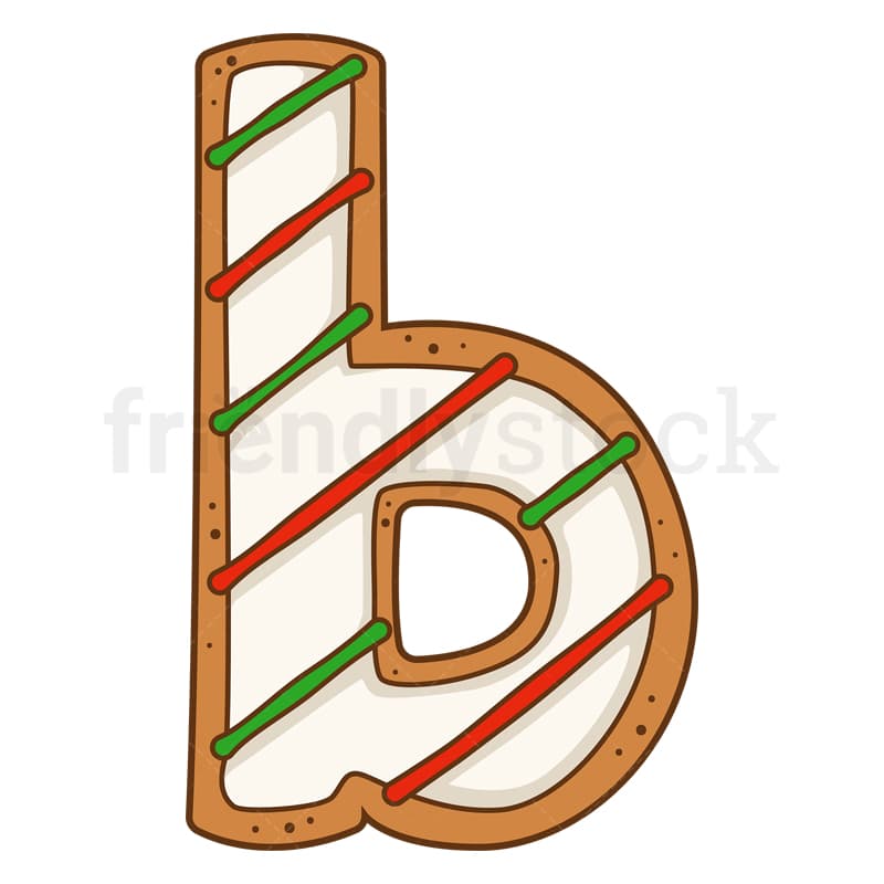 Cartoon Christmas Lowercase Letter B Vector Graphic - FriendlyStock