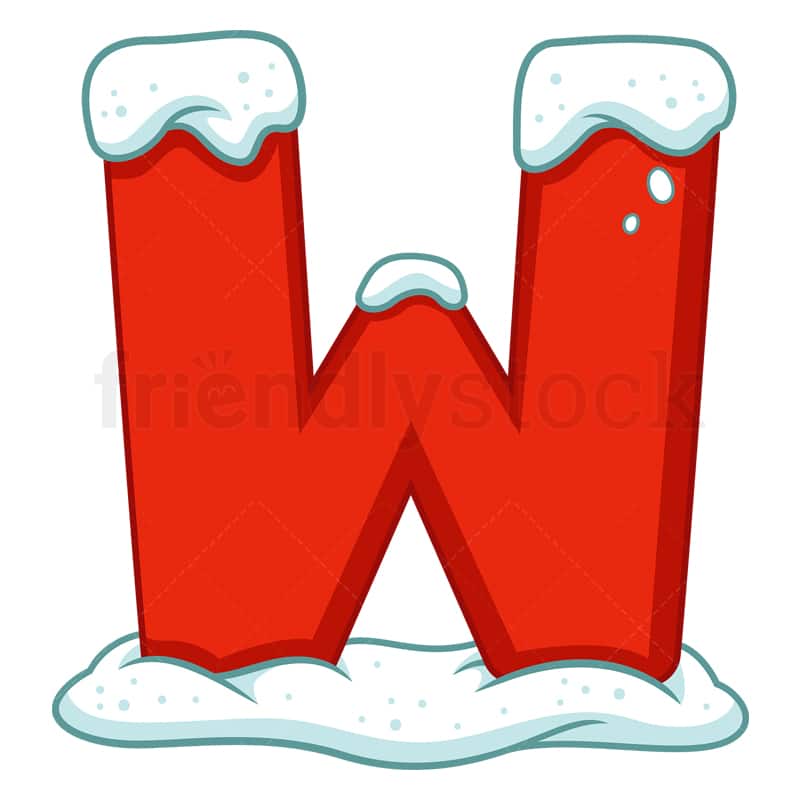 Cartoon Christmas Lowercase Letter W Vector Graphic - FriendlyStock