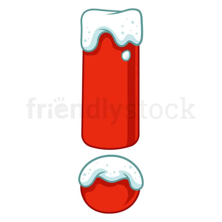 Cartoon Christmas Exclamation Mark Vector Clip Art Graphic - FriendlyStock