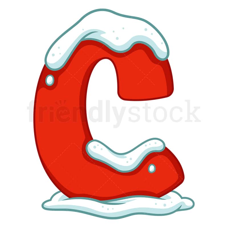 Cartoon Christmas Lowercase Letter C Vector Graphic - FriendlyStock