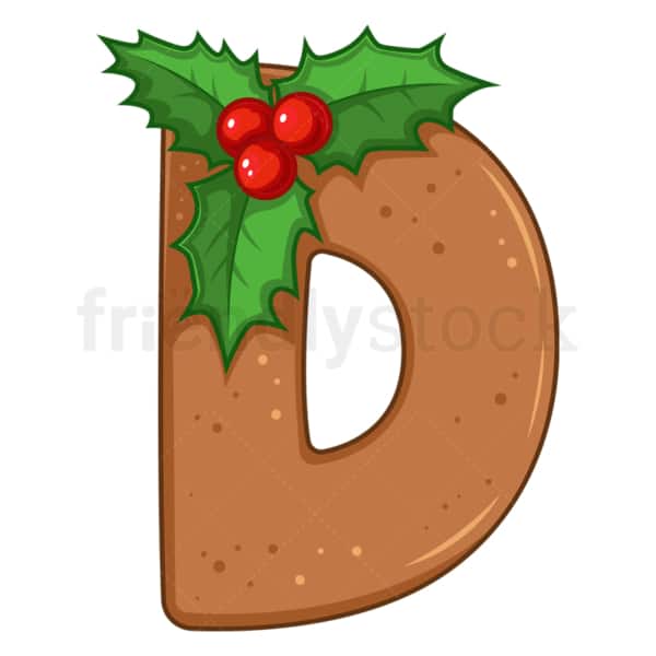 Cartoon Christmas Capital Letter D Vector Clipart - FriendlyStock