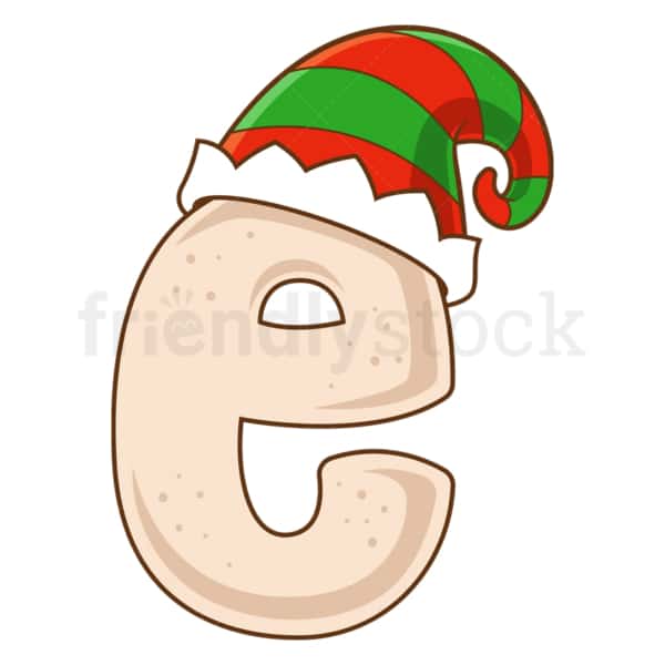 Cartoon Christmas Lowercase Letter E Vector Graphic - FriendlyStock