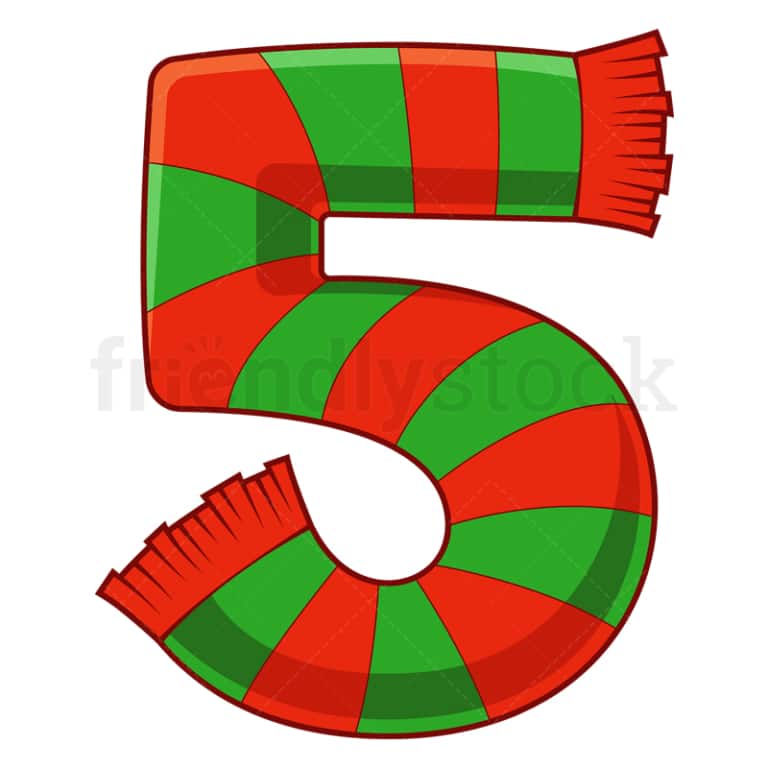 Cartoon Christmas Number 5 Vector Clip Art Image - FriendlyStock