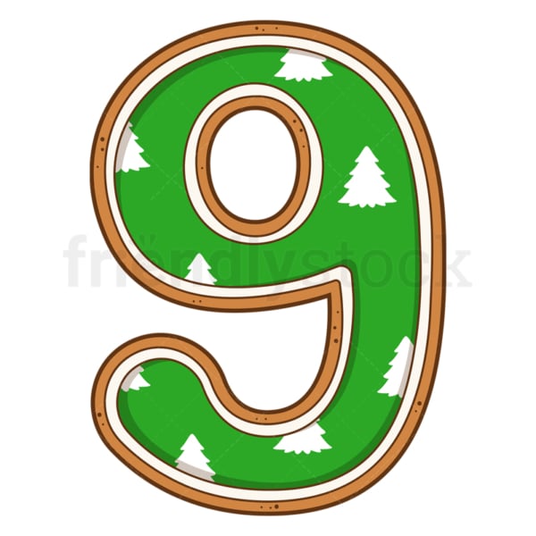 Cartoon Christmas Number 9 Vector Clip Art Image - FriendlyStock