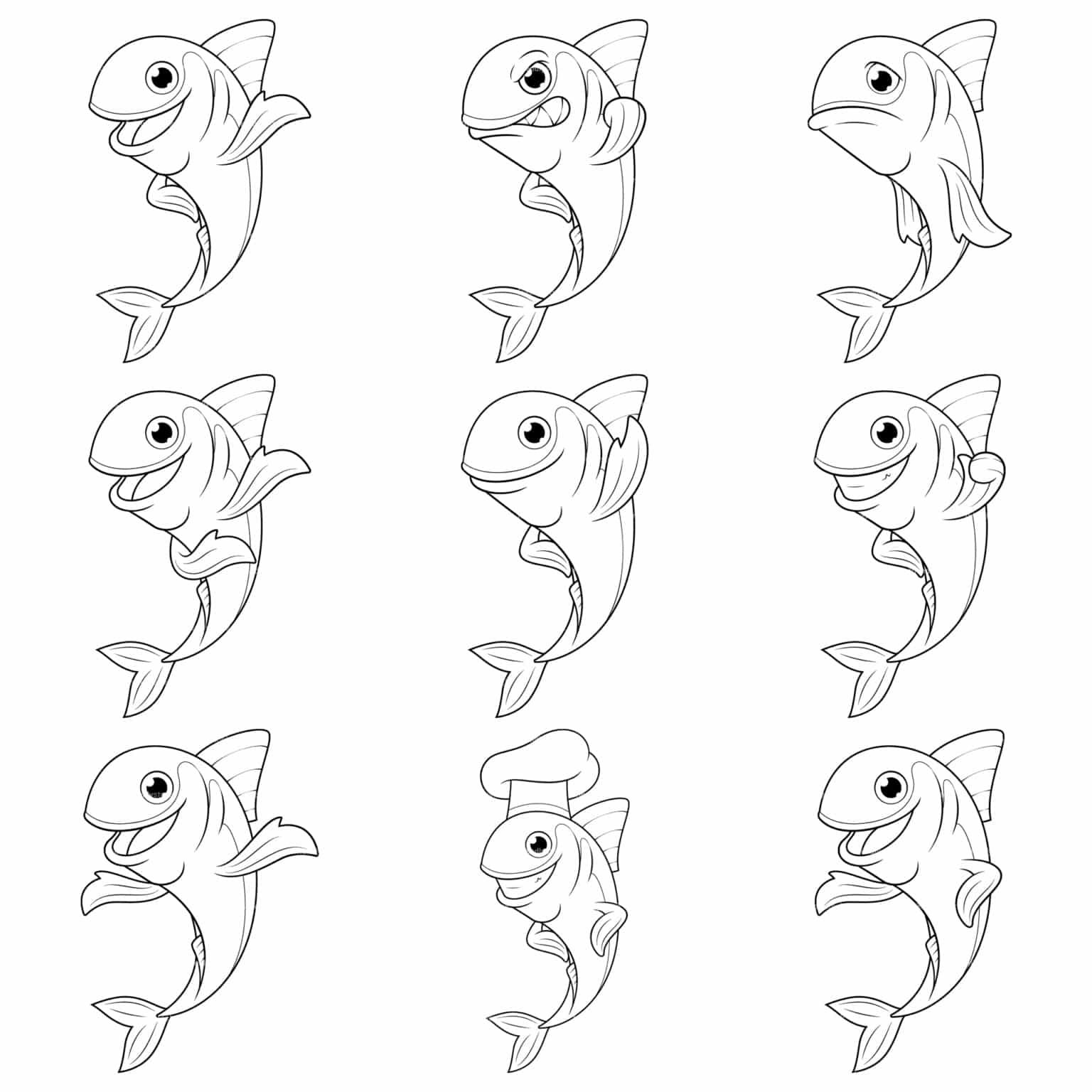 Cartoon Sardine Fish Clipart Vector Collection - FriendlyStock