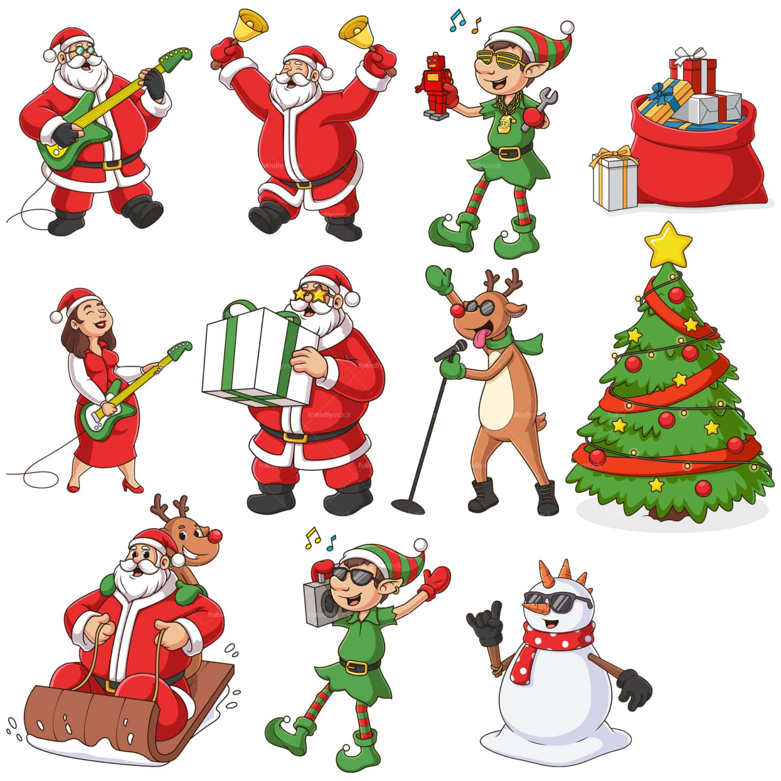 Fun Christmas Clipart Vector Bundle - FriendlyStock