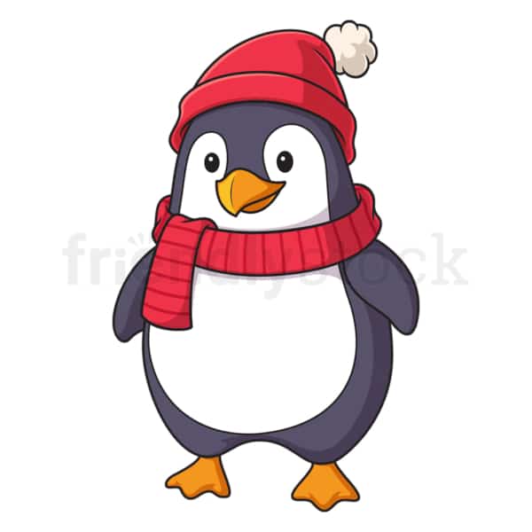 Cute Winter Penguin Cartoon Vector Clipart Image - FriendlyStock