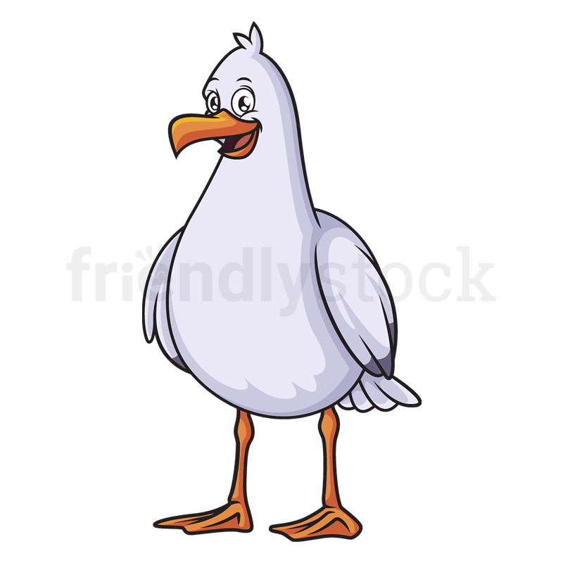 Happy Seagull Cartoon Clipart Vector - FriendlyStock