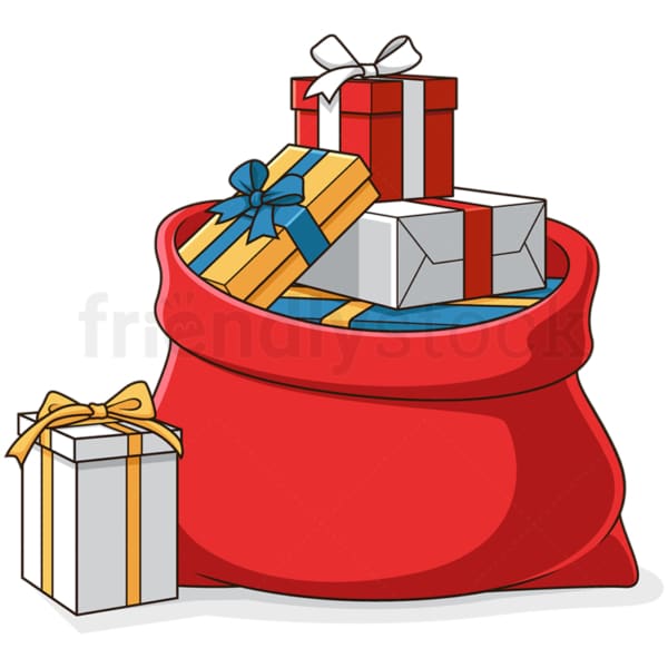 Santa Bag With Gifts Vector Clip Art Image - FriendlyStock