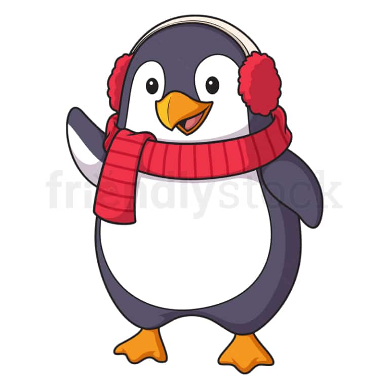 Cartoon Winter Penguin Ice Skating Vector Clip Art Image - FriendlyStock