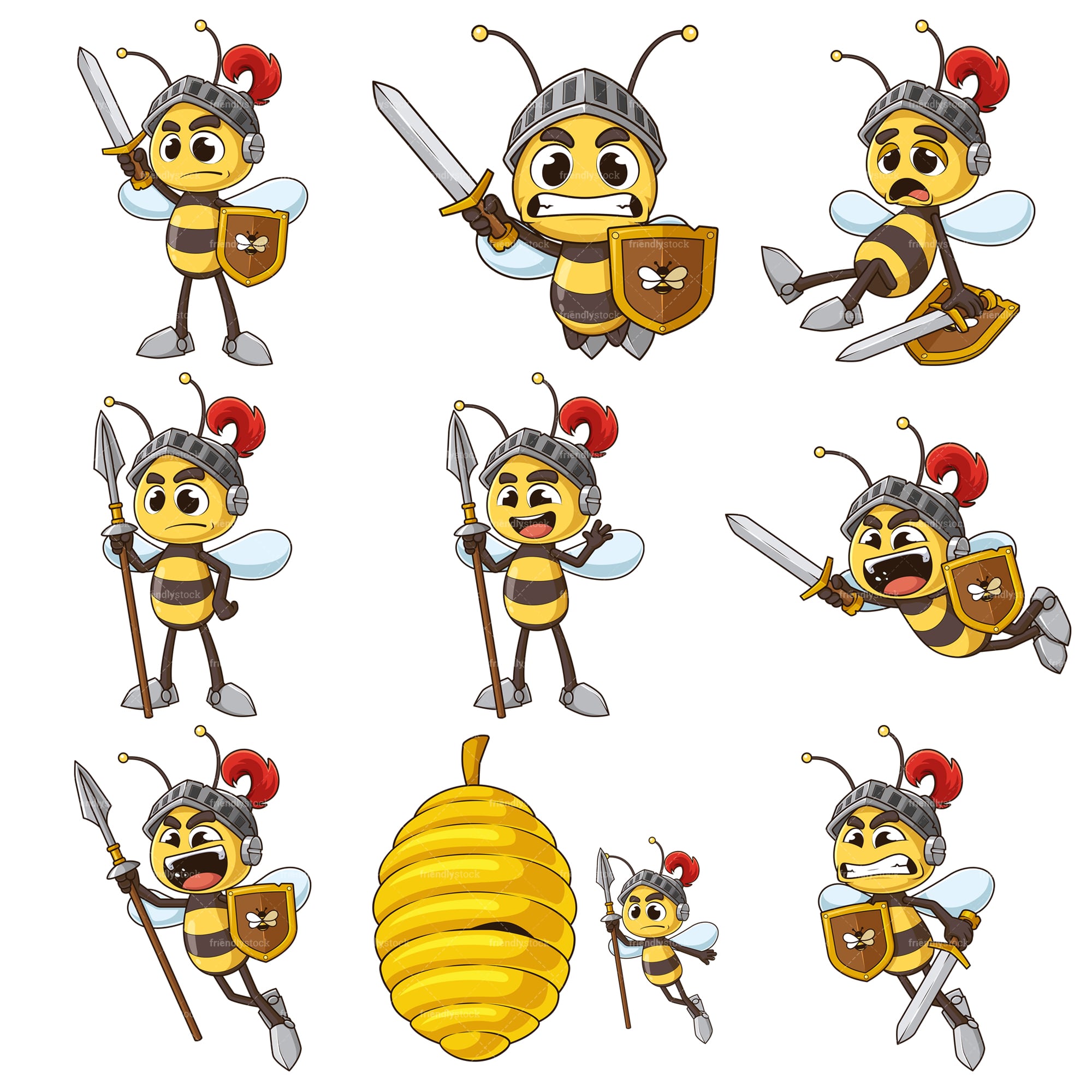 Cute Guard Bee Clipart Vector Collection - FriendlyStock