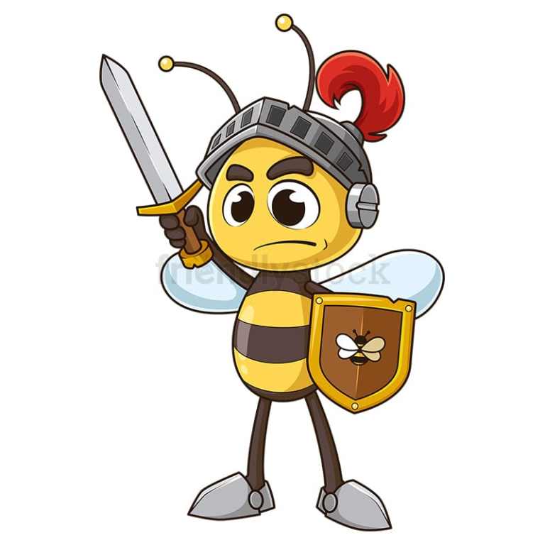Guard Bee Warrior Cartoon Clipart Vector - FriendlyStock