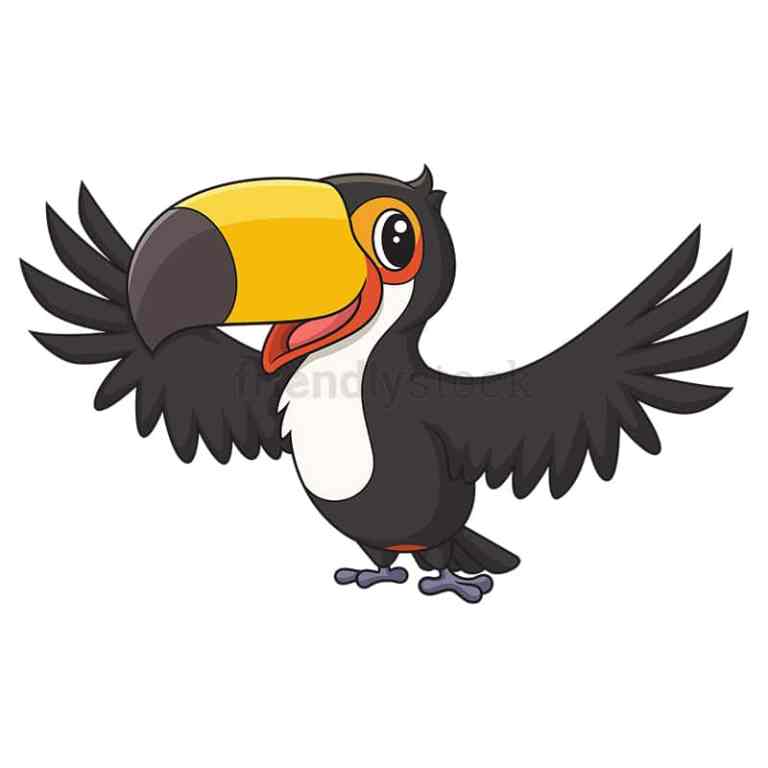 Happy Toucan Bird Cartoon Clipart Vector - FriendlyStock