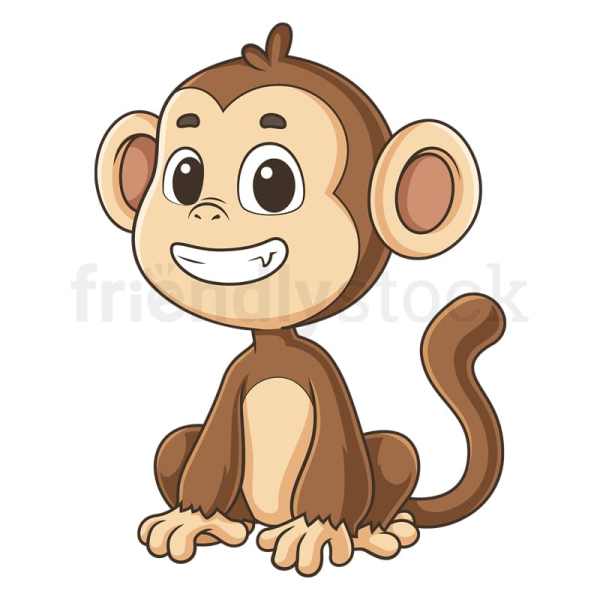 Cute Little Monkey Cartoon Vector Image - FriendlyStock