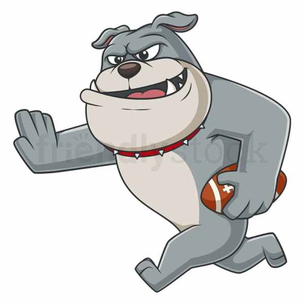 Cartoon Bulldog Playing American Football Vector Image - FriendlyStock