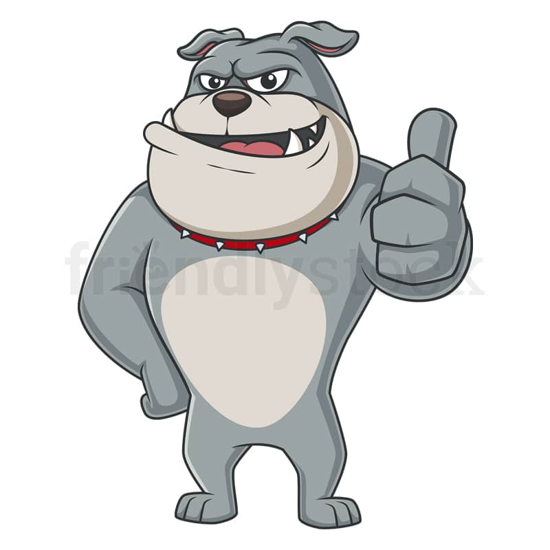 Bulldog Mascot Thumbs Up Cartoon Clipart Vector - FriendlyStock